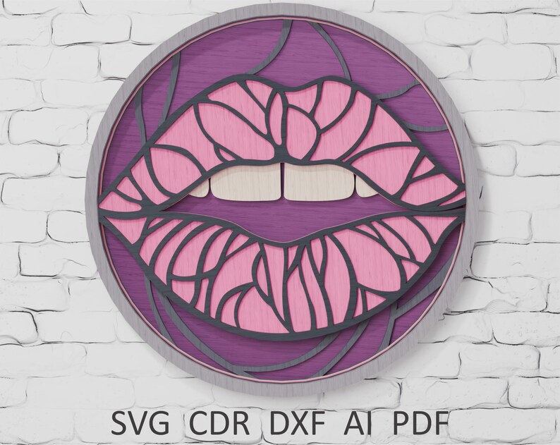 3D Woman Lips Laser Cut Files: Multilayer Mandala SVG, Glowforge ...