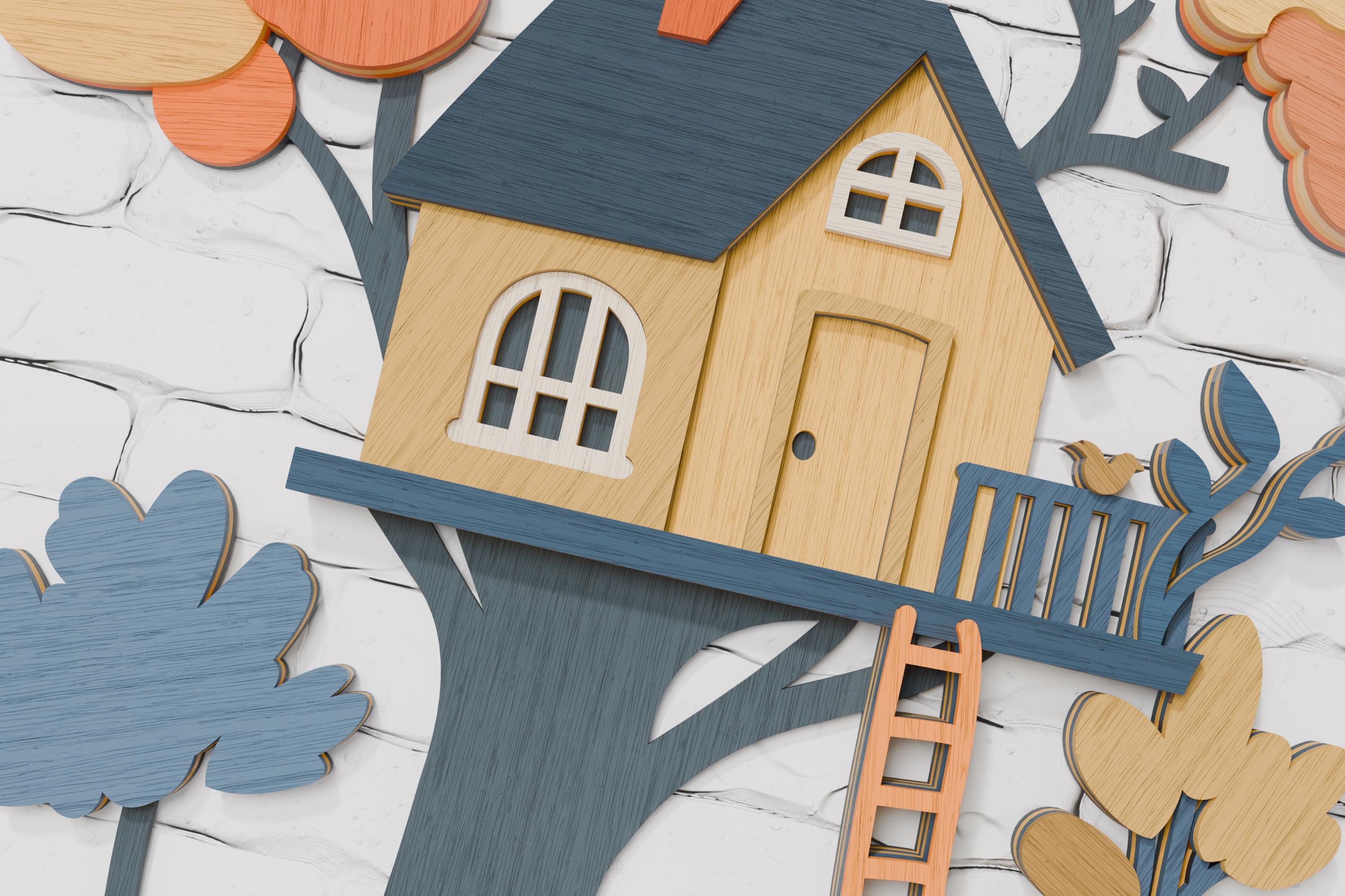 3D Treehouse Laser Cut Files: Multilayer Wooden Farm Decor (digital) - Etsy