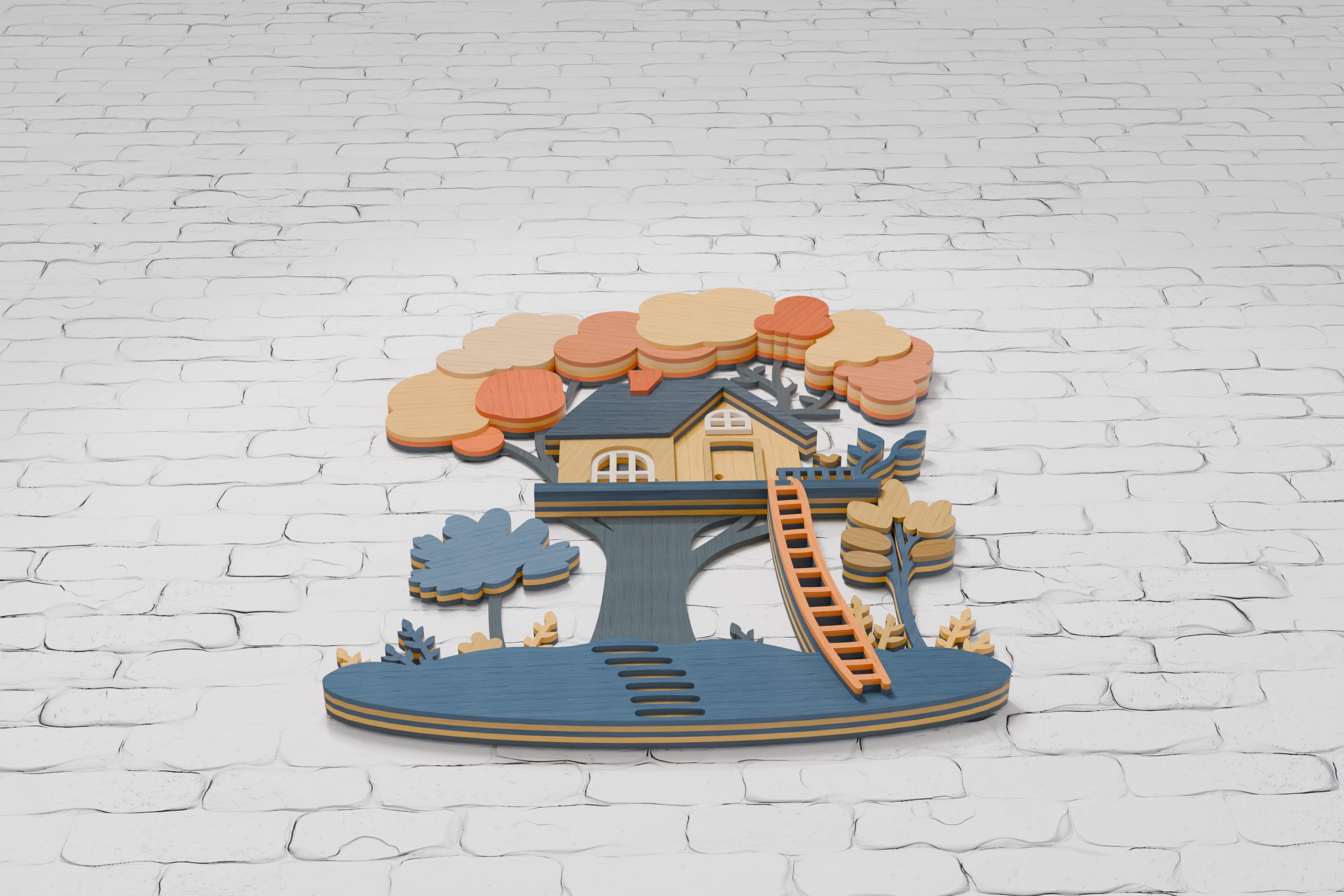 3D Treehouse Laser Cut Files: Multilayer Wooden Farm Decor (digital) - Etsy