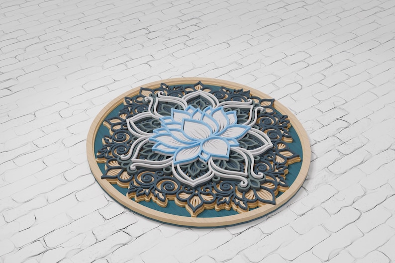 Layered Lotus Mandala Wall Art – Spiritual Yoga Decor (SVG, DXF, PDF ...