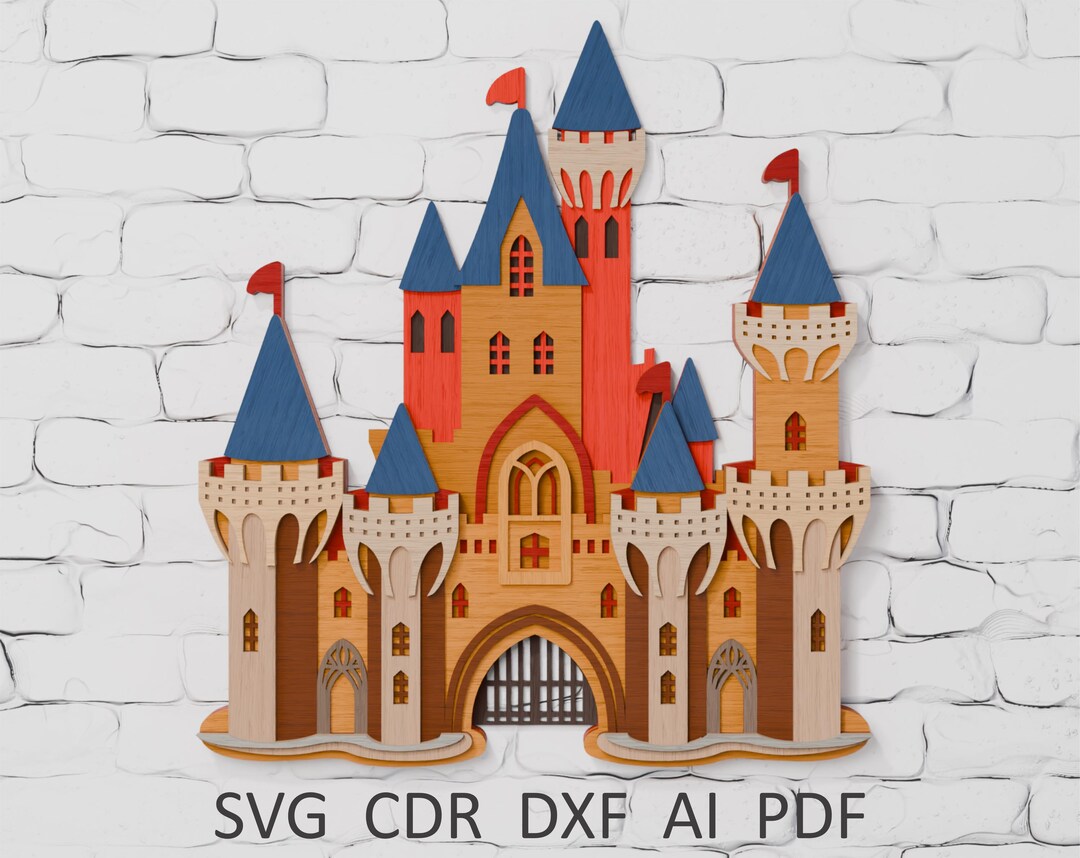 Laser Cut Medieval Castle, Layered Papercut Wall Art Template (SVG, DXF ...