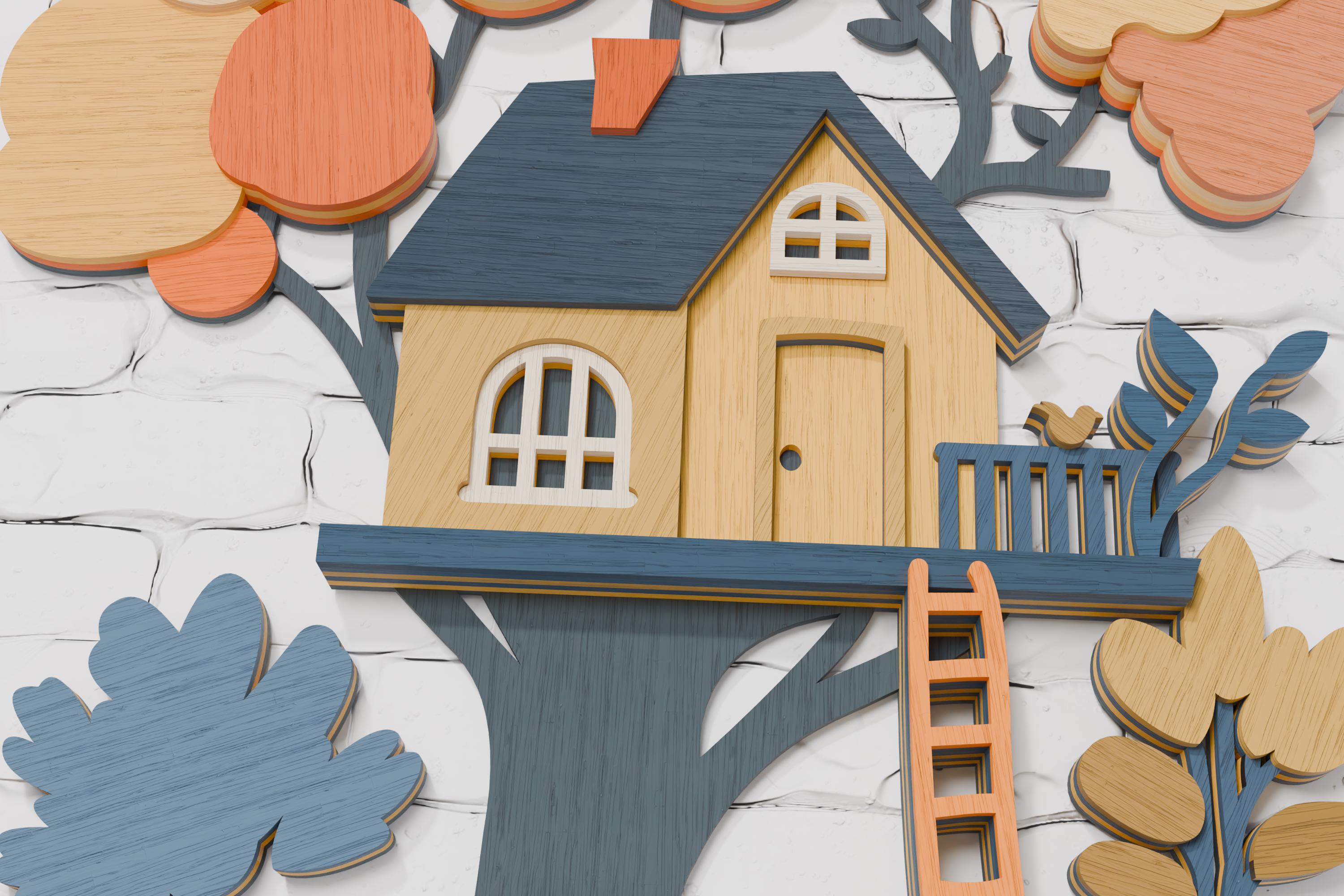 3D Treehouse Laser Cut Files: Multilayer Wooden Farm Decor (digital) - Etsy