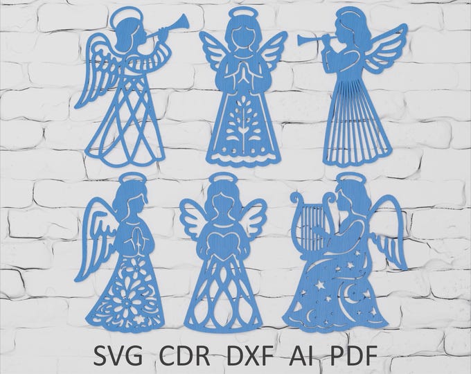 Christmas Angel Ornament SVG Bundle | Laser Cut File for Wood | Angel ...