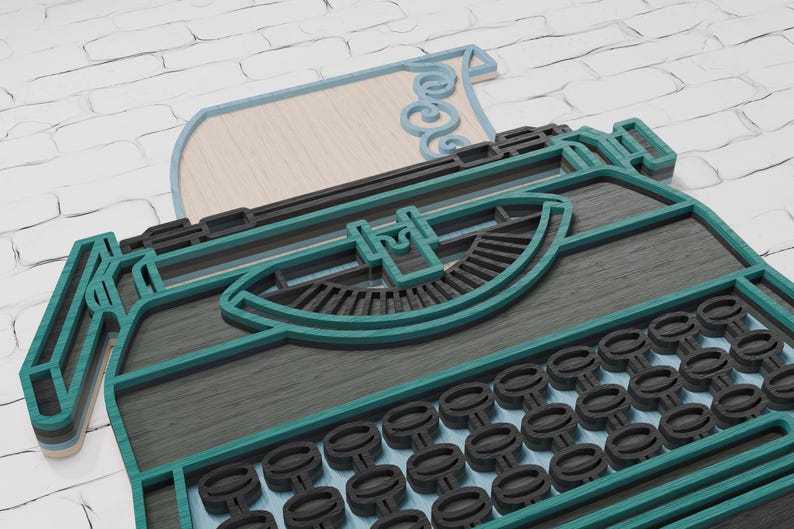 Typewriter 3D Layered Wall Art, Laser Cut SVG DXF Files (digital ...