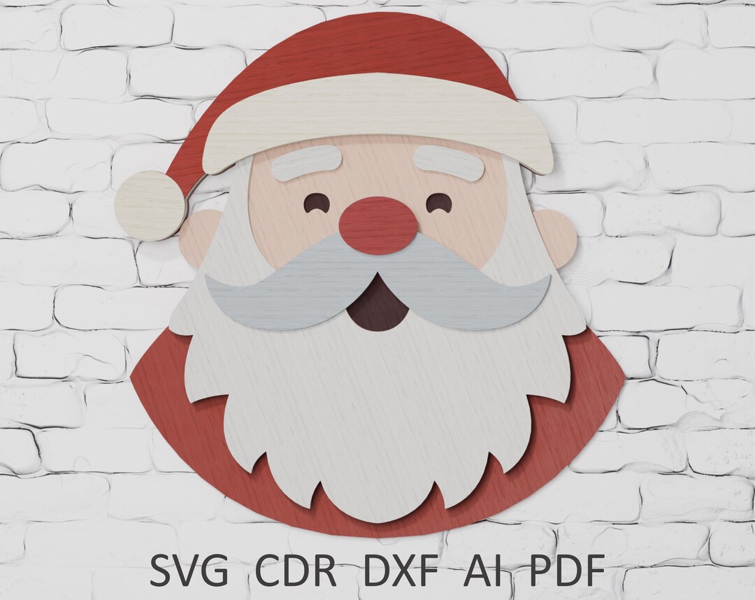 Layered Santa Claus Head SVG: Christmas Laser Cut Template (digital ...