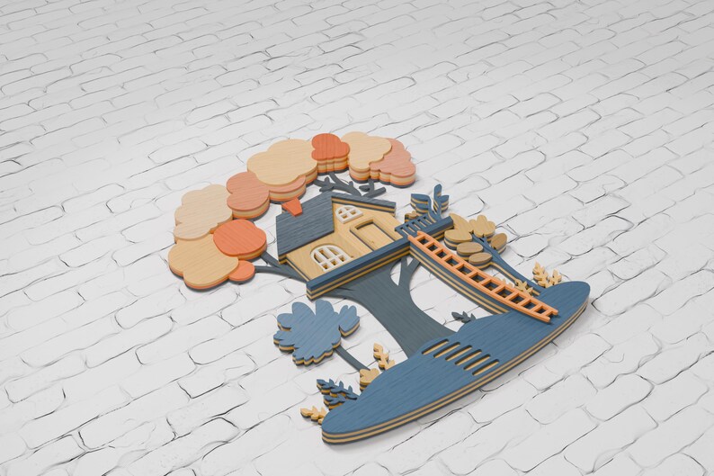 3D Treehouse Laser Cut Files: Multilayer Wooden Farm Decor (digital) - Etsy