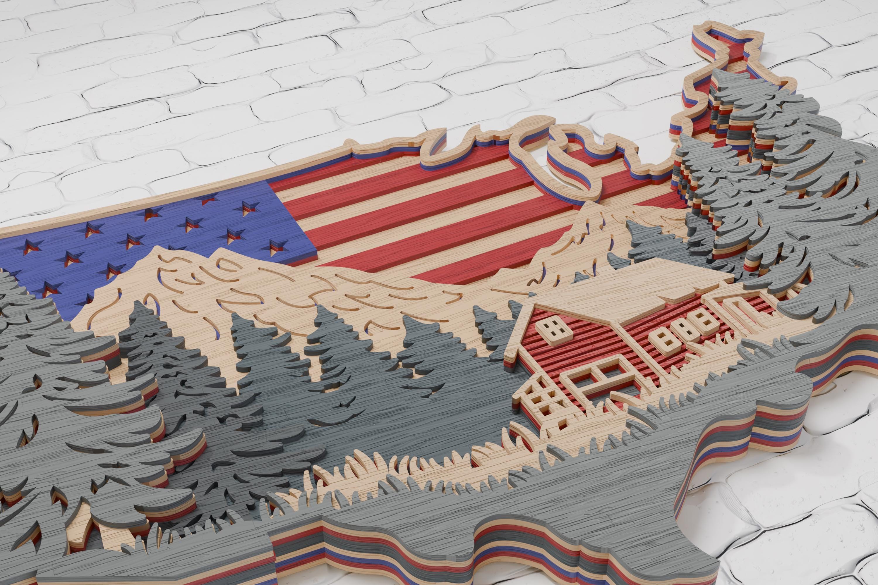 US Map Farm Scene Papercut, Laser Cut Files (digital Download) - Etsy