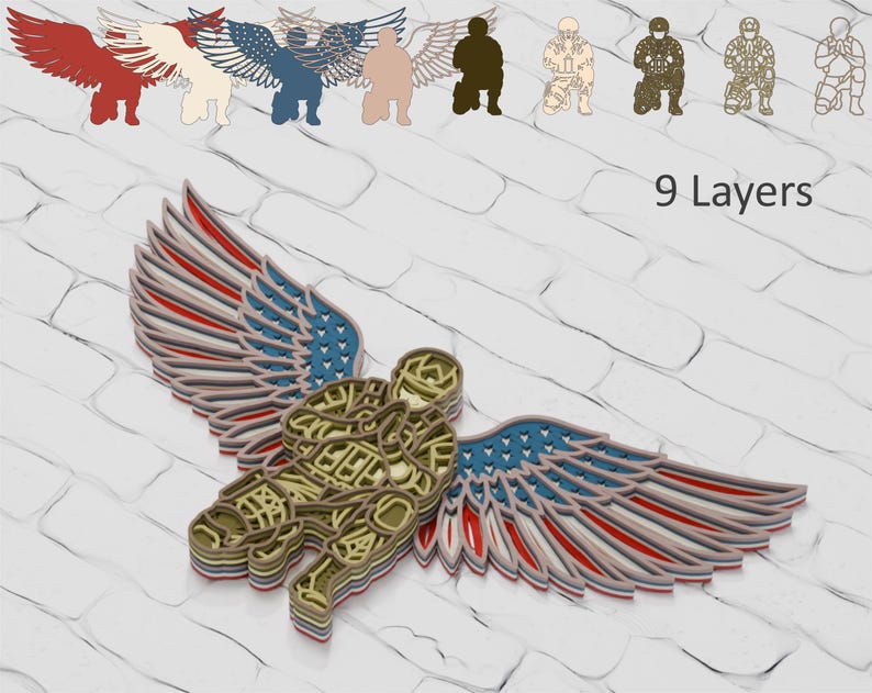 Fallen American Soldier Angel Wings SVG, Military Memorial Laser Cut ...