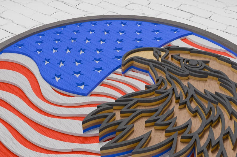 Eagle American Flag Laser Cut File, Patriotic Wall Art (digital ...