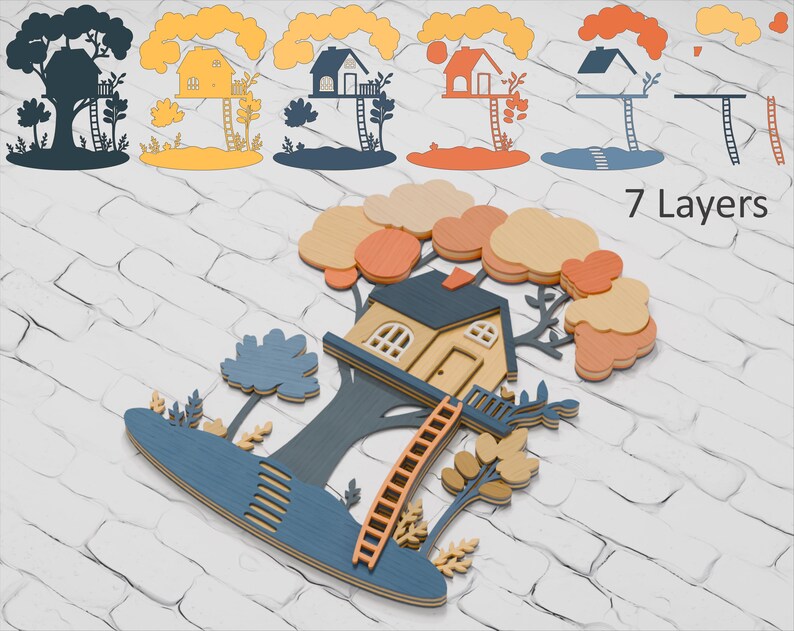 3D Treehouse Laser Cut Files: Multilayer Wooden Farm Decor (digital) - Etsy