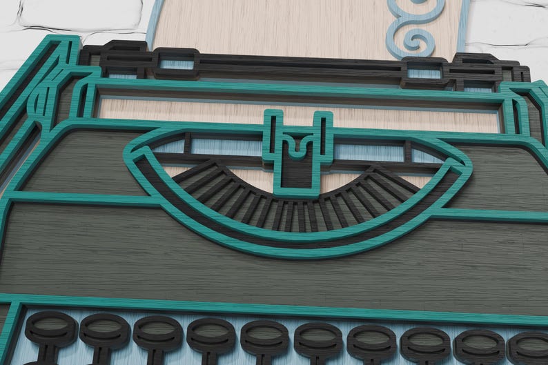 Typewriter 3D Layered Wall Art, Laser Cut SVG DXF Files (digital ...