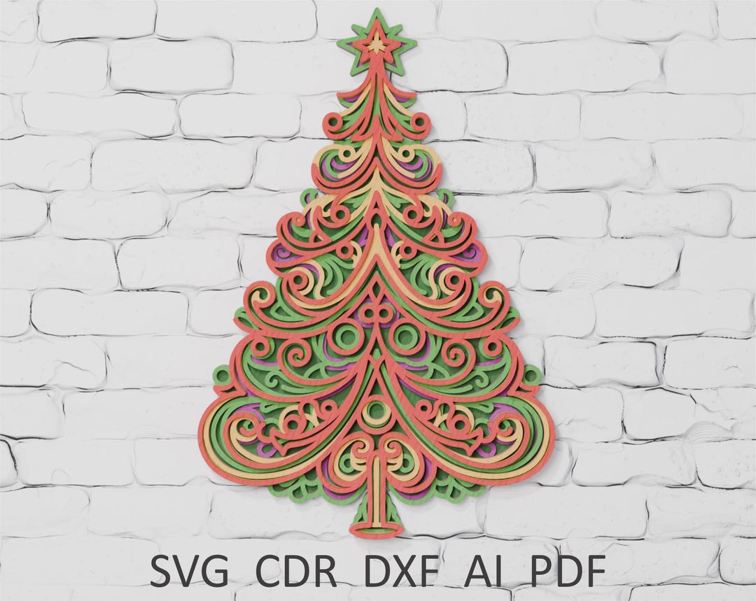 3D Christmas Tree Mandala: Layered Laser Cut SVG for Glowforge, Xtool ...