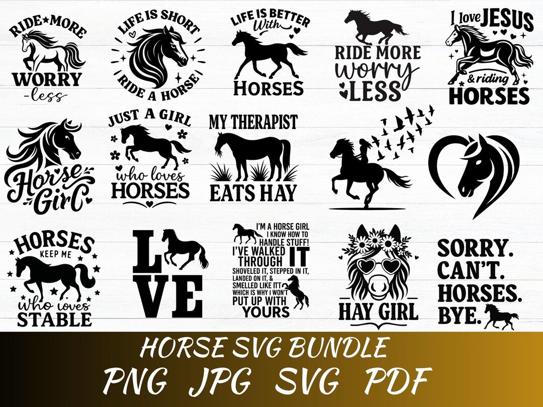 Horse SVG Bundle: Equestrian Designs for Cricut, Silhouette (digital ...