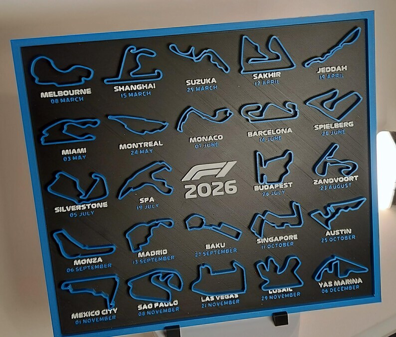 Formula 1 2026 Track Calendar W/ Dates and Venue (blue) - Etsy