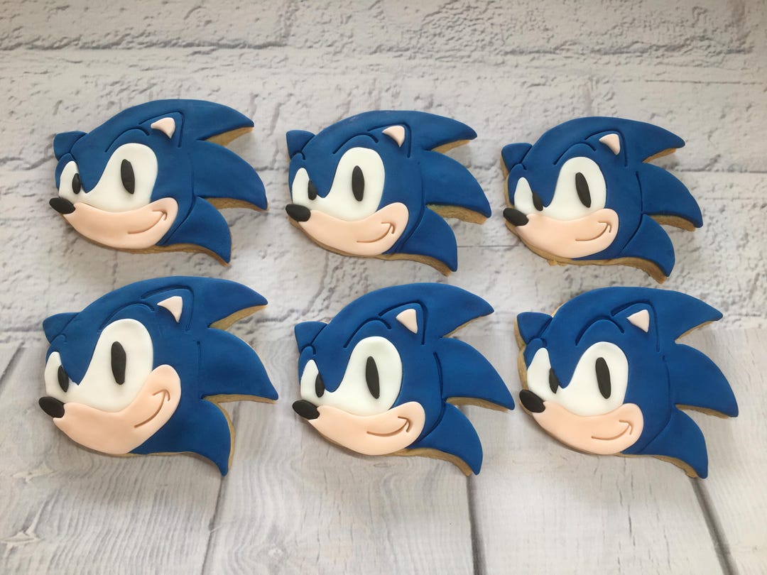 6 X Sonic the Hedgehog Cookies, Handmade Fondant Decorated Treats ...