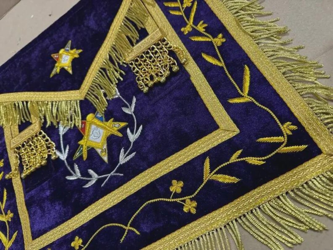 Masonic OES Regalia Apron Hand Embroidered Bullion Made Purple With ...
