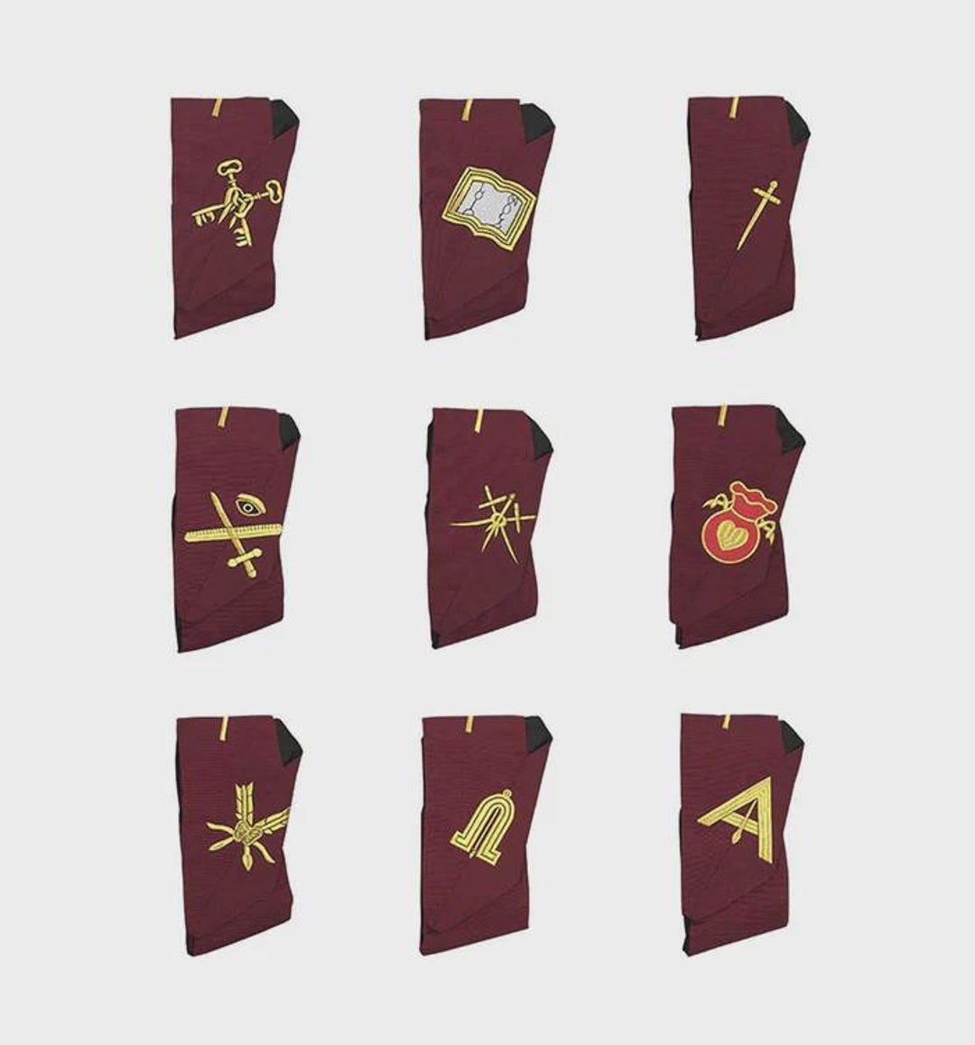 Masonic 14 Degree Scottish Rite Lodge of Perfection Officer Collars Set ...