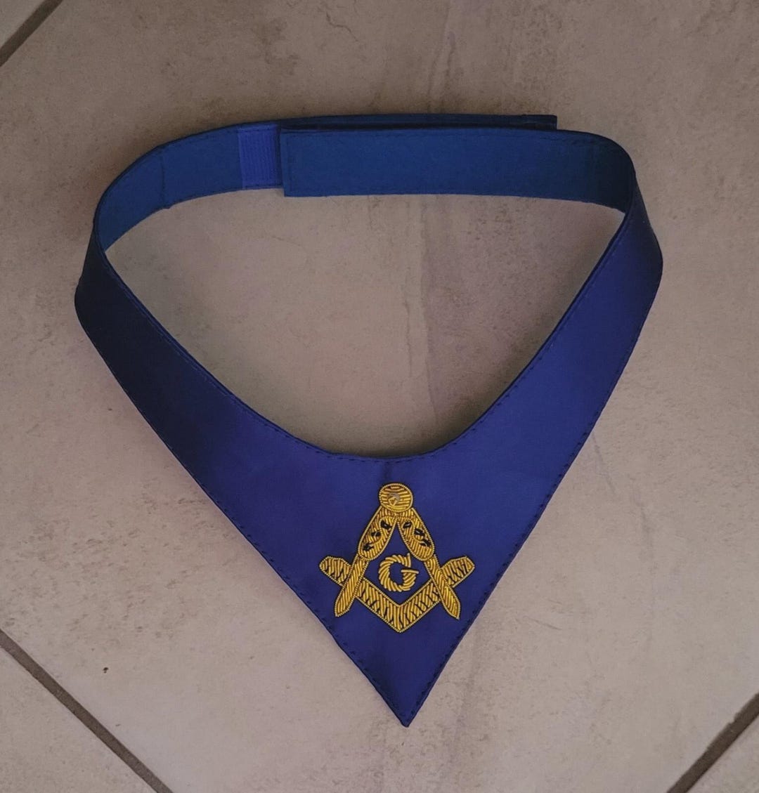 Masonic Lodge Blue Cravat With Gold and Blue Embroidery Square ...