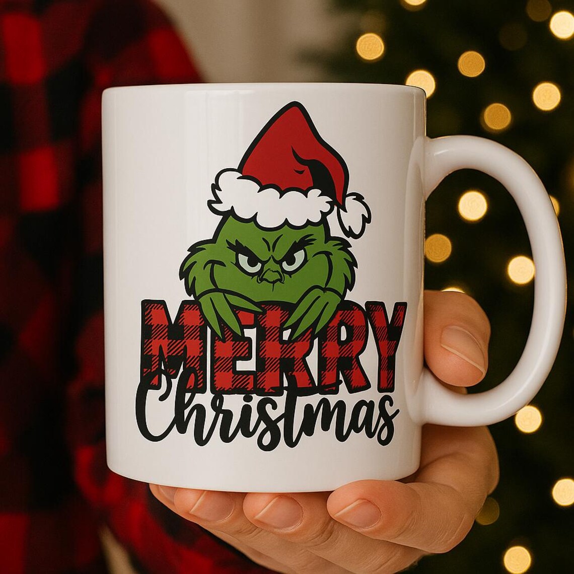 Grinch Christmas PNG Sublimation Merry Christmas Buffalo Plaid, Holiday ...