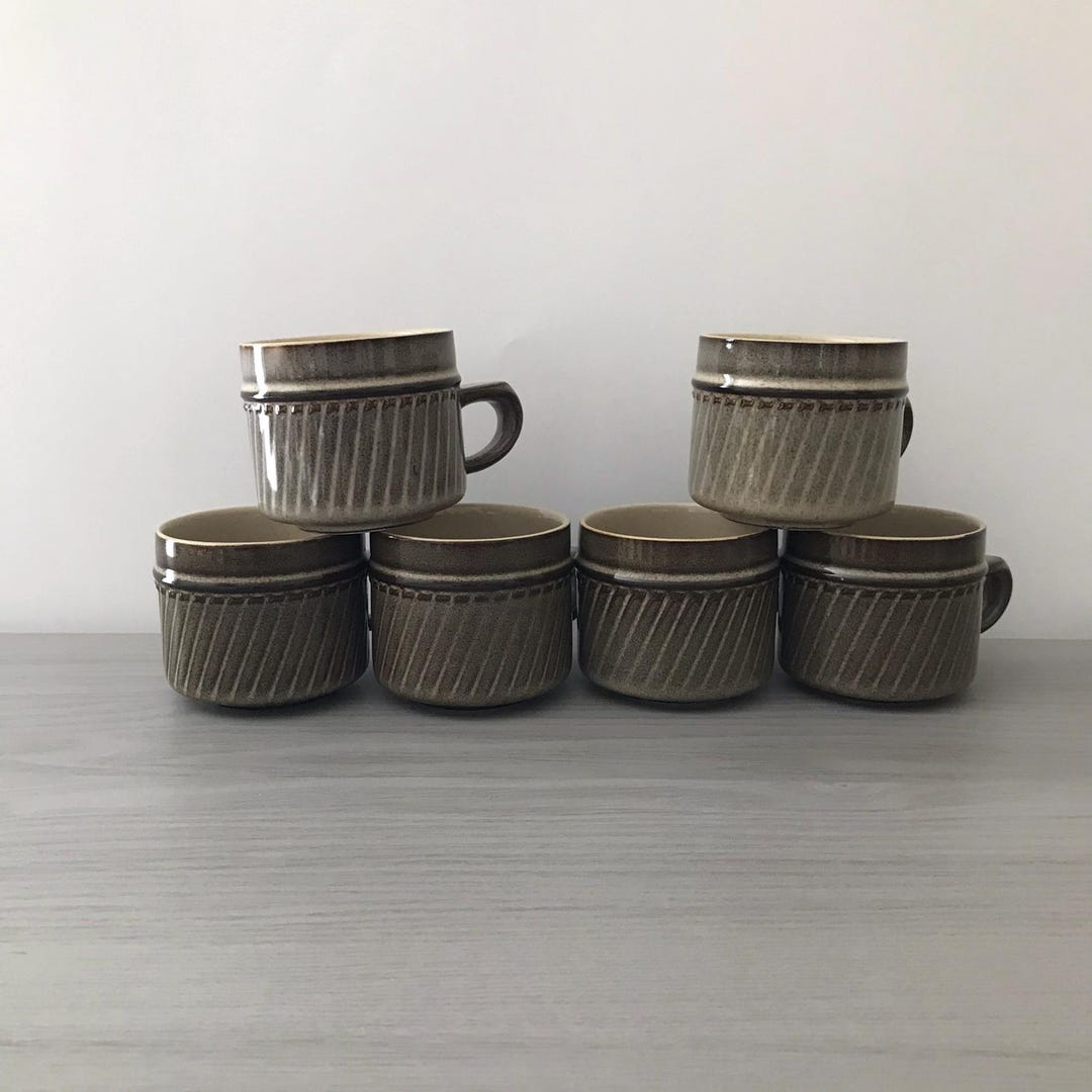Denby Brown Stoneware Mugs Set - Etsy