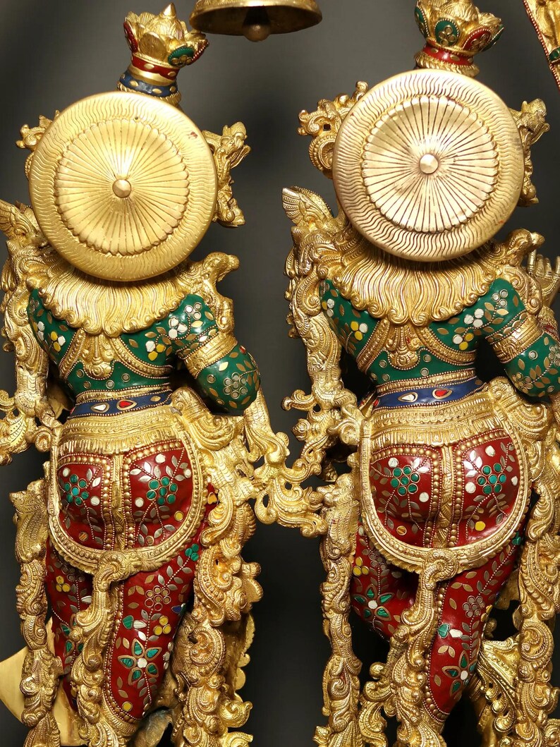 45" Identical Radha-krishna Statues Within an Aureole Engraved With ...