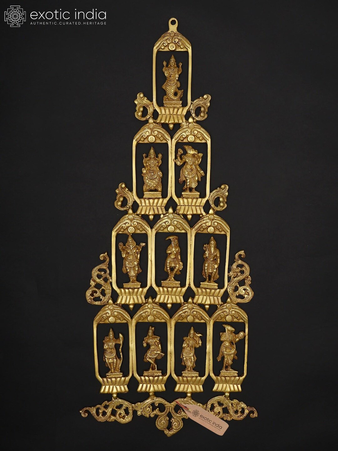 28" Dashavatara Wall Hanging Flat Statue in Brass | Handmade | Made in ...