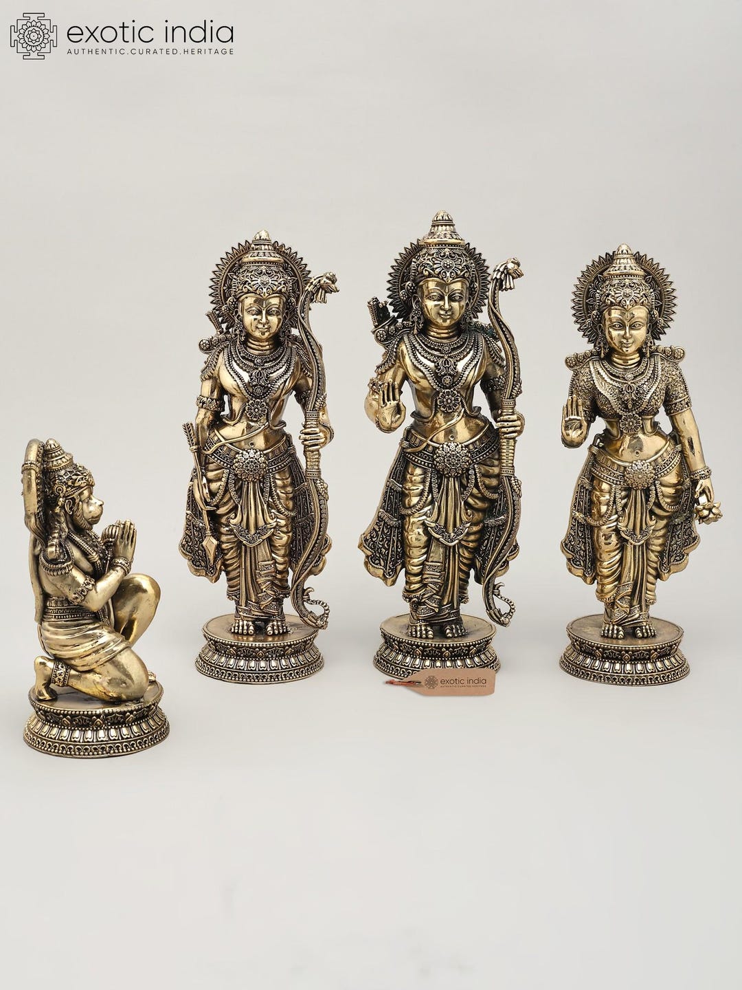 9" Superfine Shri Ram Darbar | Set of Four Brass Statues - Etsy