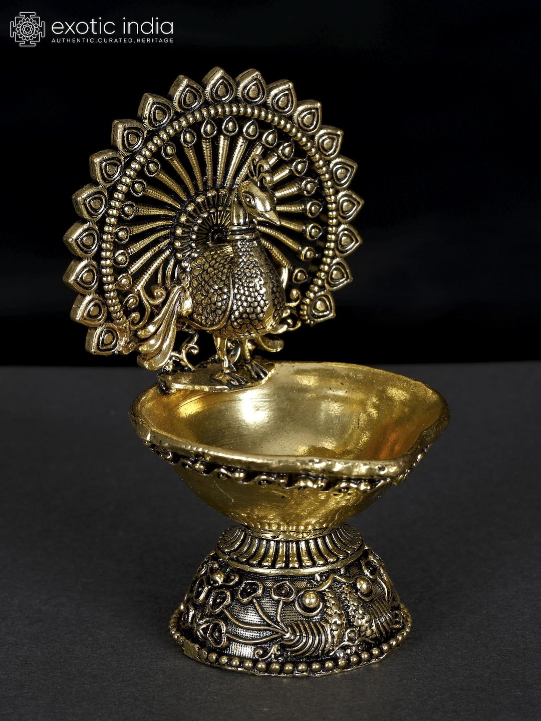 4" Small Superfine Designer Peacock Diya in Brass - Etsy