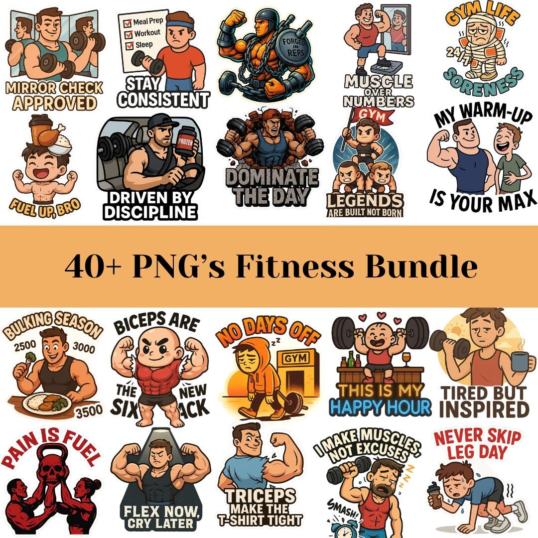 Chibi Gym Stickers Bundle: Workout Motivation for Digital Planners ...