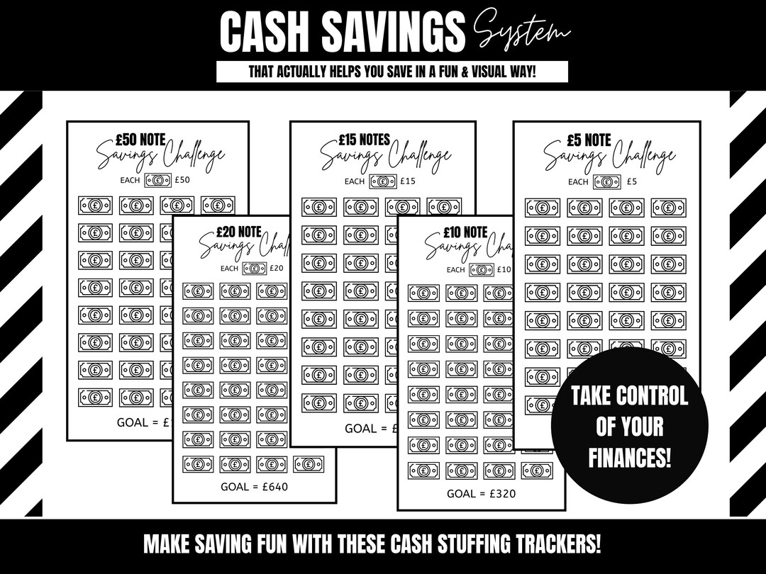 Cash Stuffing Savings Challenge, Printable Money Trackers, Budget ...