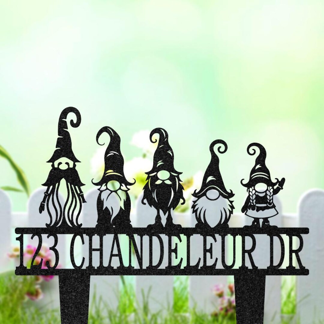 Personalized Garden Gnome Stake, Custom Metal Sign, Address Plaque - Etsy