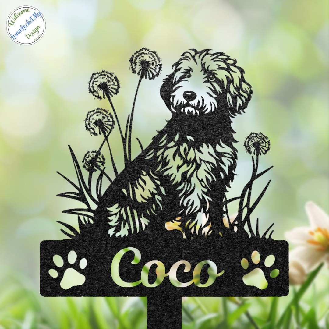 Goldendoodle Memorial Stake, Personalized Metal Dog Garden Marker - Etsy