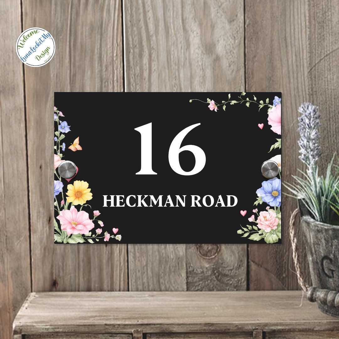 Floral House Number Sign, Custom Acrylic Address Plaque - Etsy