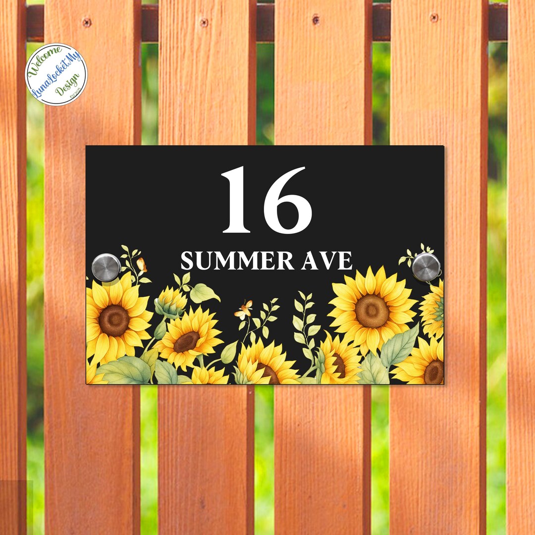 Personalized Sunflower Address Plaque, Custom House Number Sign - Etsy