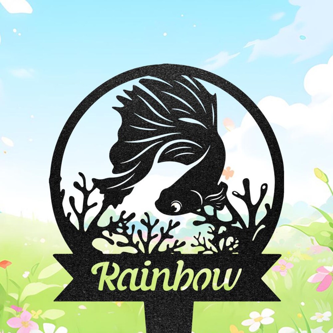 Personalized Fish Memorial Stake, Custom Pet Grave Marker, Goldfish ...