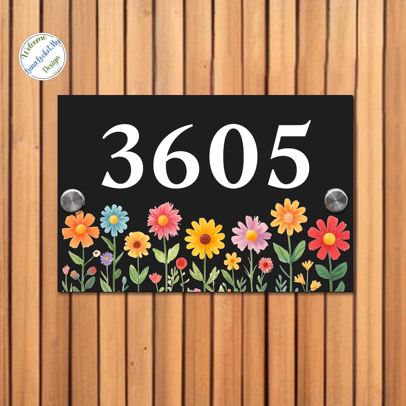 Custom Flower Address Plaque, Wildflower House Number Sign - Etsy