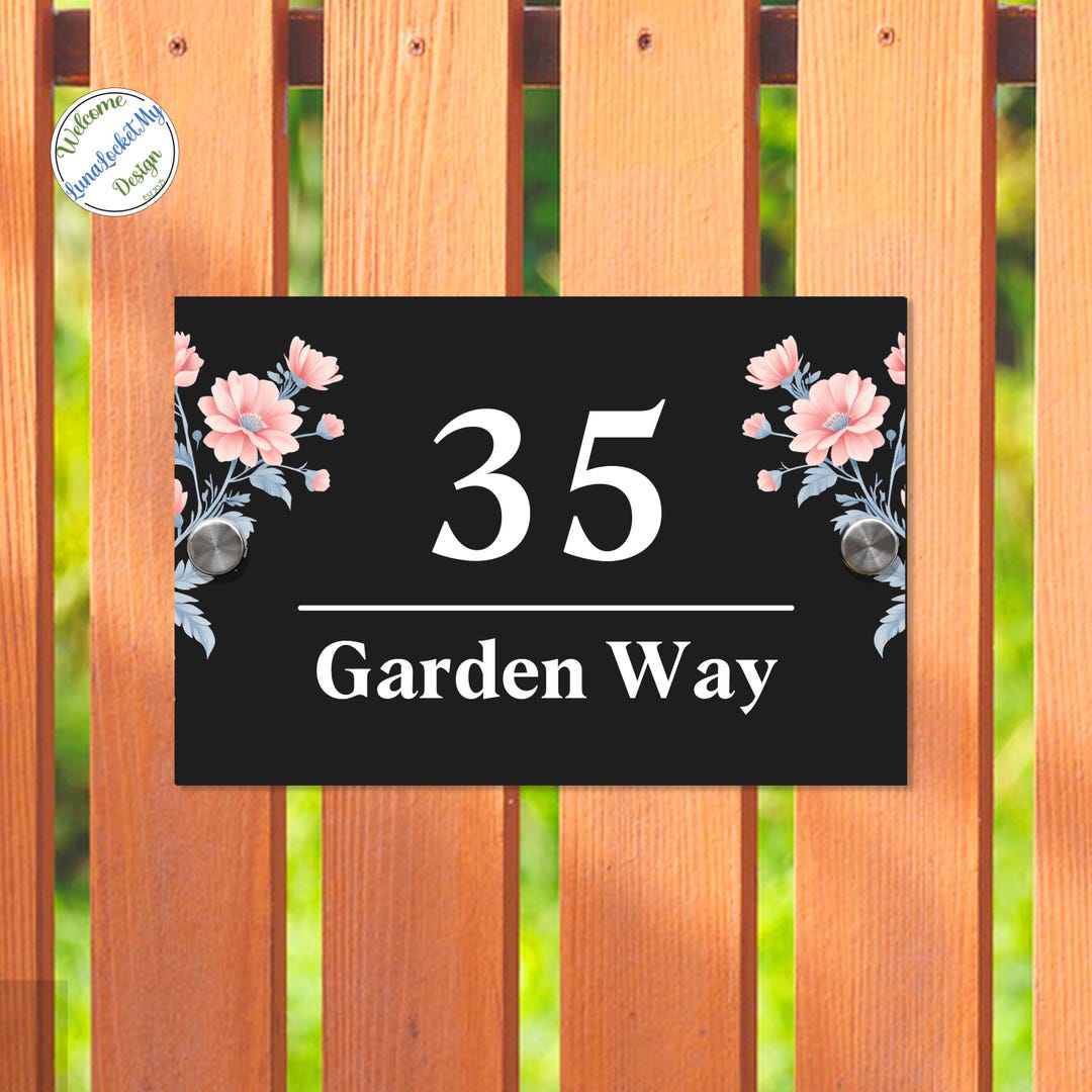 Custom Floral House Number Sign, Personalized Address Plaque - Etsy