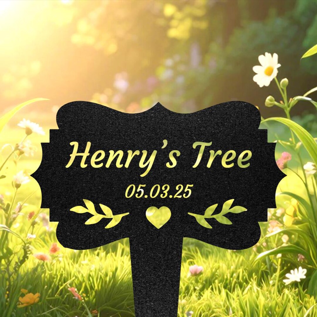 Personalized Memorial Tree Sign, Custom Metal Name Stake, Baby Shower ...
