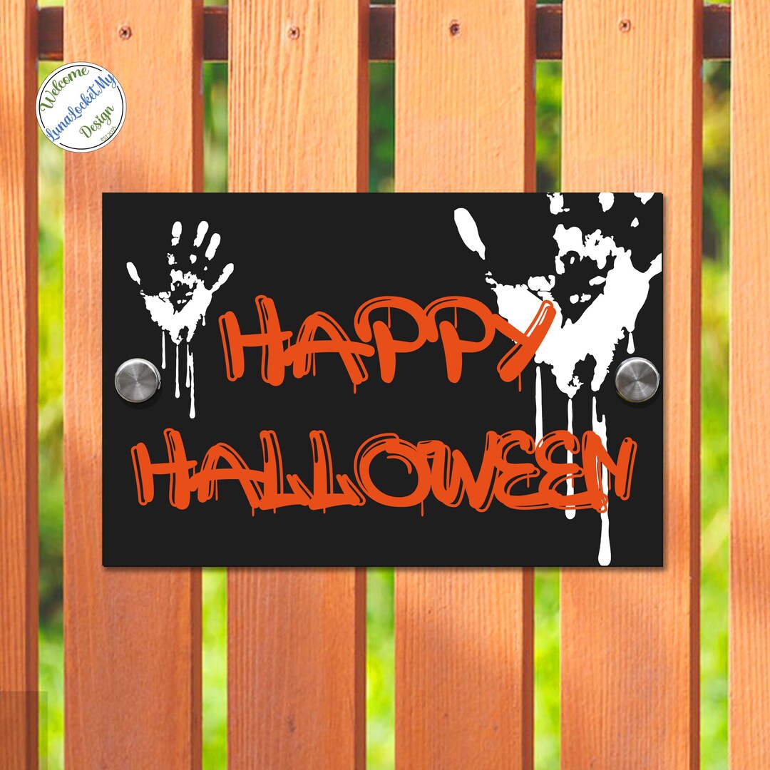 Happy Halloween Door Hanger, Custom Front Porch Sign, Personalized ...