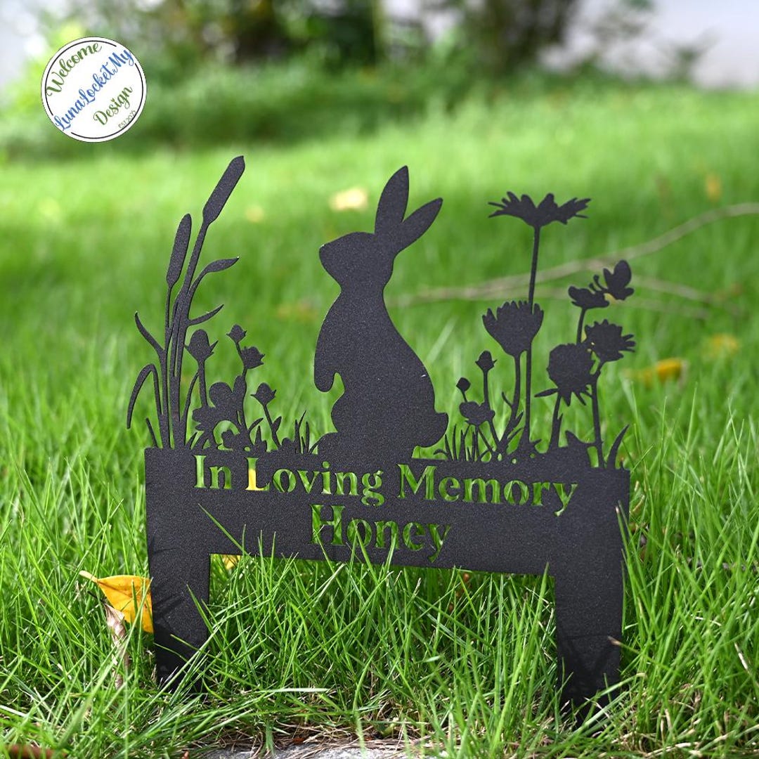 Personalized Rabbit Memorial Stake, Custom Bunny Grave Marker, Metal ...
