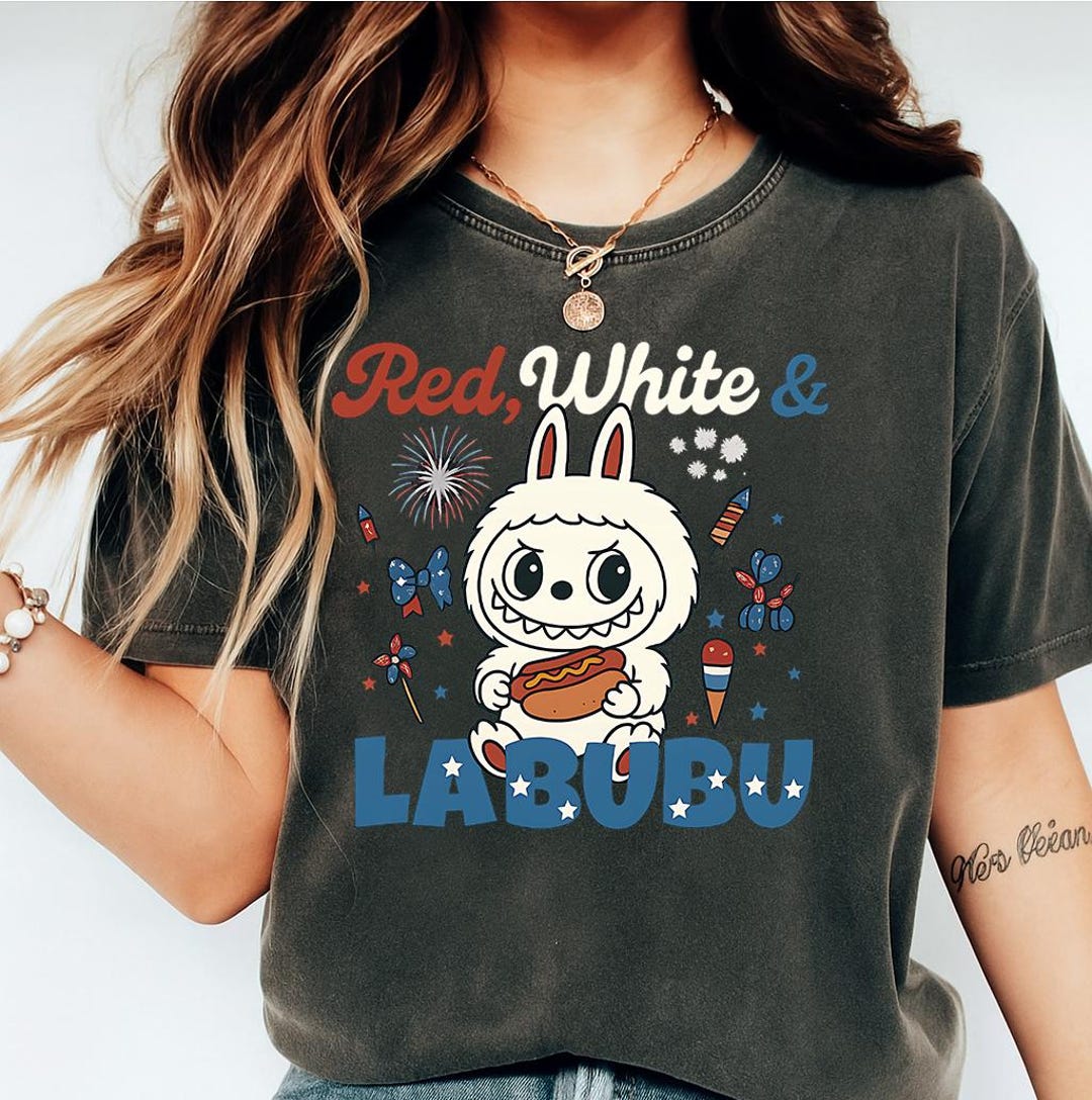 Red White and Labubu PNG, White Labubu 4th of July Clipart, Kawaii ...