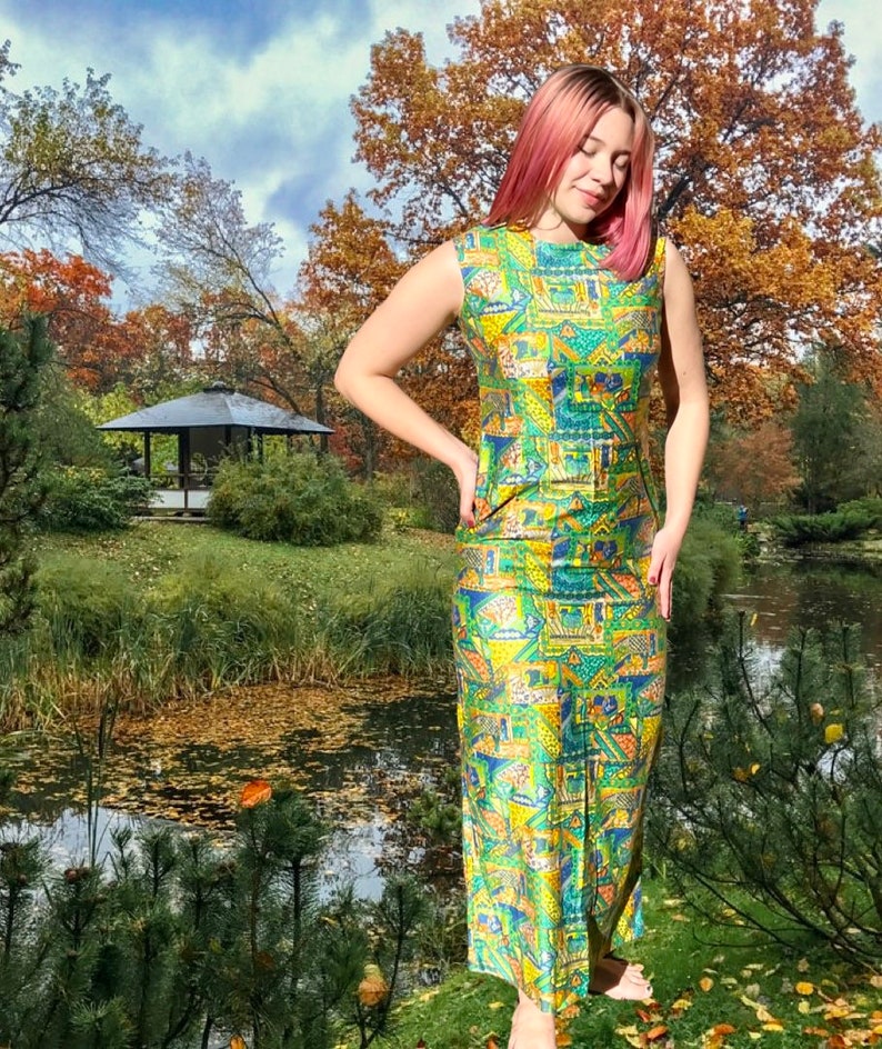 60's Serbin Muriel Ryan Satin Maxi Dress - Etsy