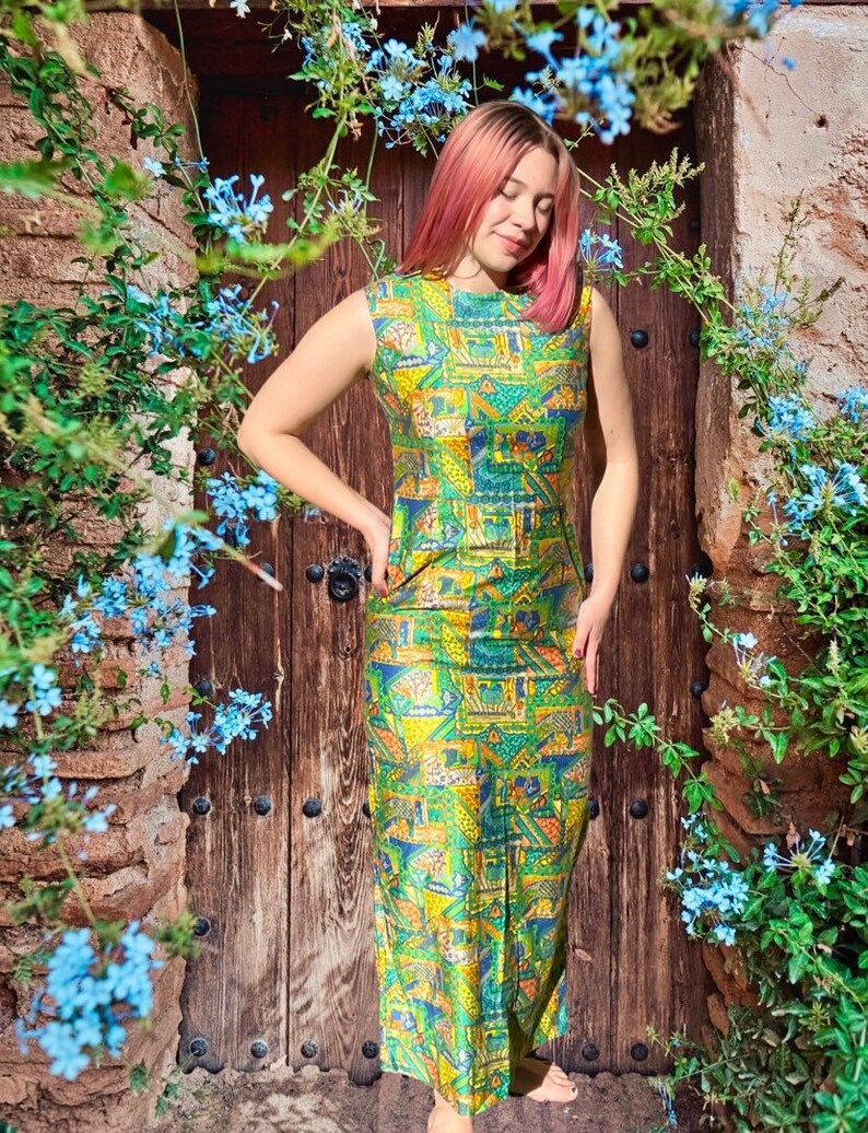 60's Serbin Muriel Ryan Satin Maxi Dress - Etsy