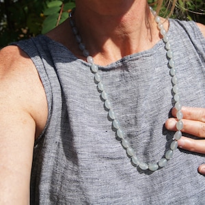 Translucent Blue Gray Natural Jadeite Jade Necklace 18K Gold Clasp - Etsy