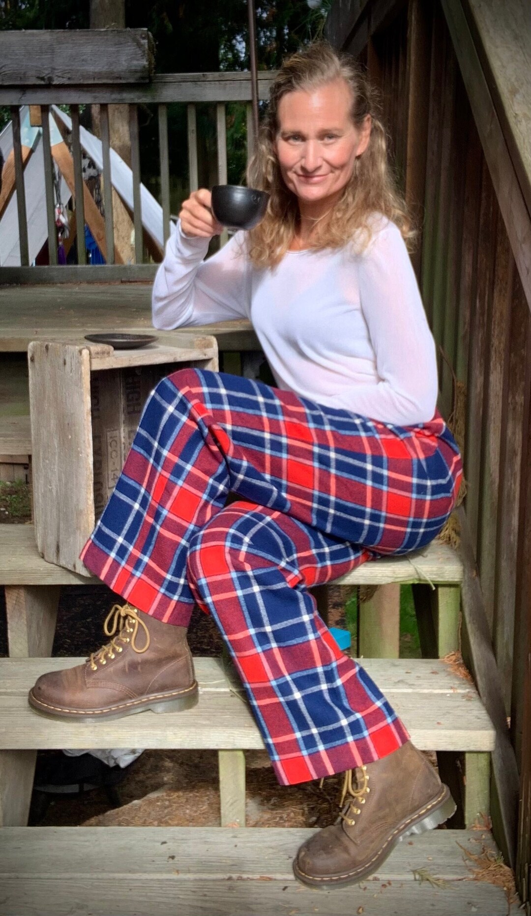 Vintage Wool Pendleton Plaid Red Blue Tartan Pants Wide Leg - Etsy