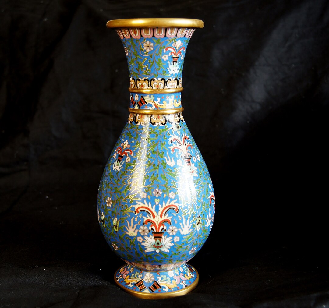 Cornflower Blue Chinese Cloisonne Vase - Etsy