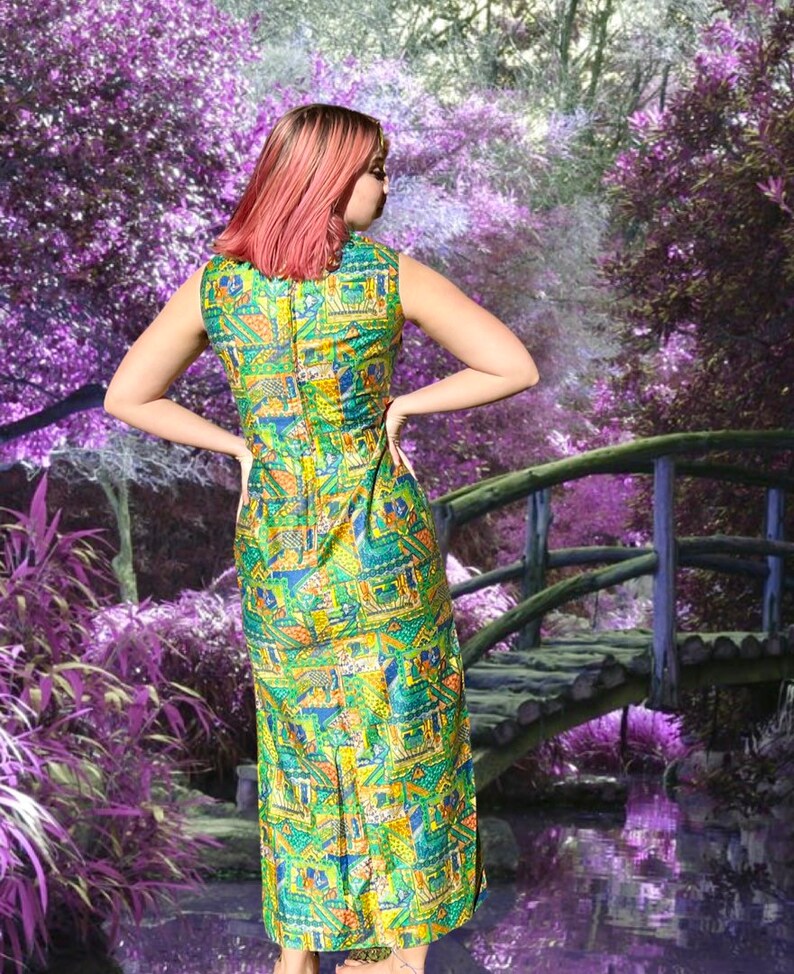 60's Serbin Muriel Ryan Satin Maxi Dress - Etsy