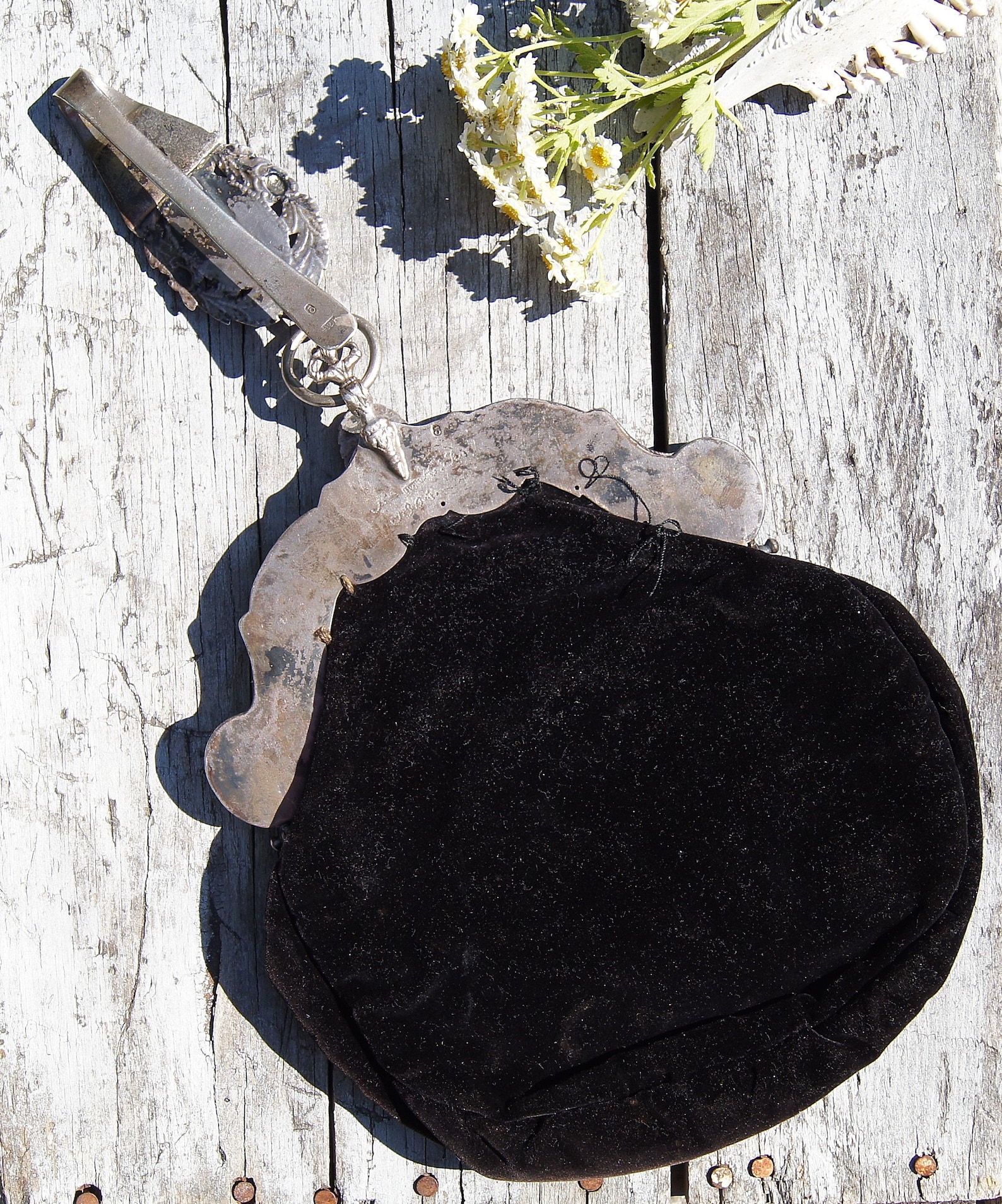Medievil Renaissance Velvet and Leather Silver Purse Bag - Etsy