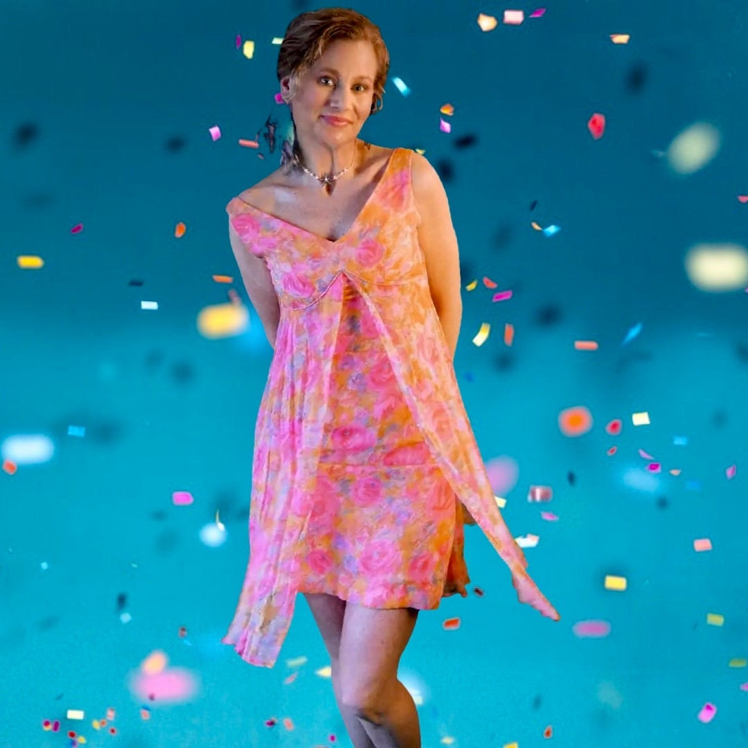 60's Mod Fun Voile Floral Pink Watercolor Sheer Mini Dress - Etsy