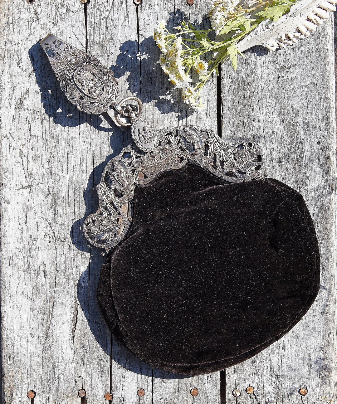 Medievil Renaissance Velvet and Leather Silver Purse Bag - Etsy